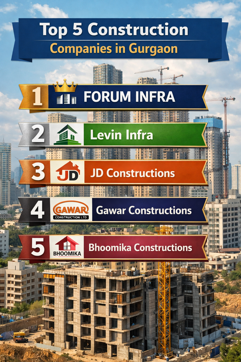 5 Best Construction Companies in Gurgaon